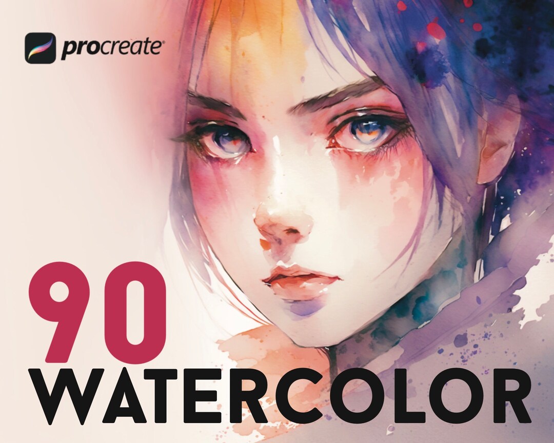 90 Watercolor Painting Kit for Procreate, Manga Procreate Watercolor ...