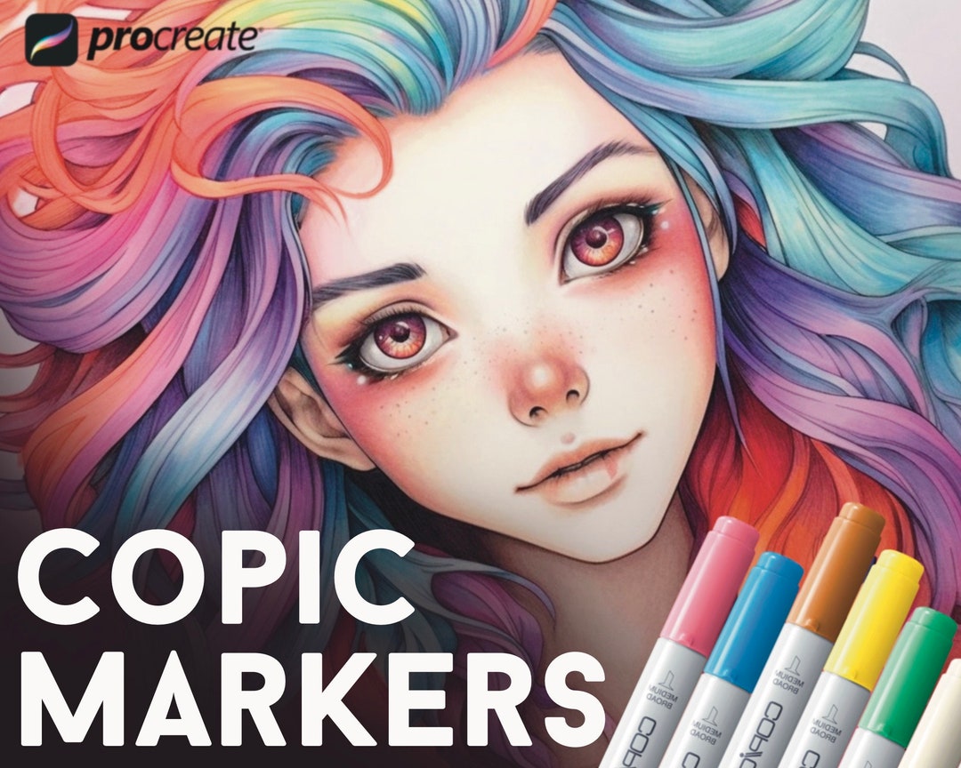 30 Copic Markers Brushset for Procreate, Marker Digital Brushes, Procreate Manga Brushes ...
