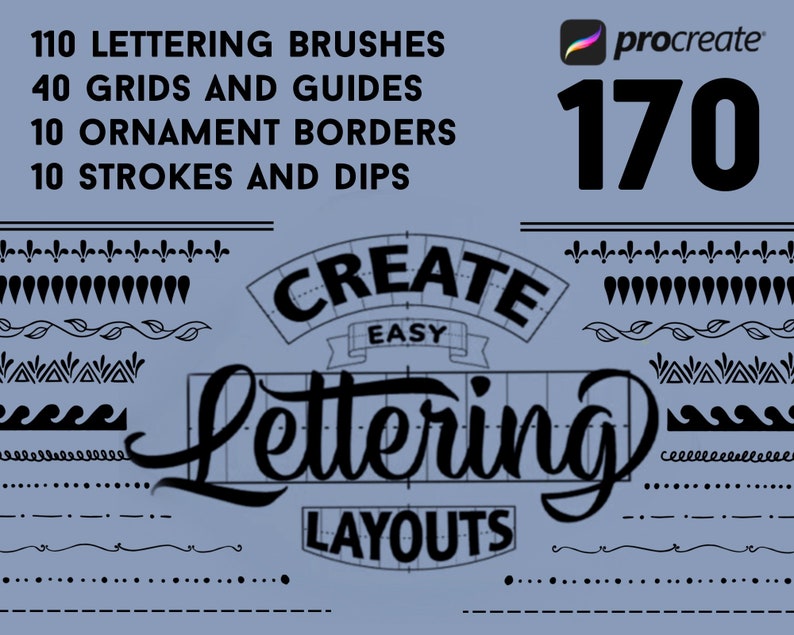 Procreate Brushes BUNDLE, Procreate Grid Builder, Lettering Grids ...