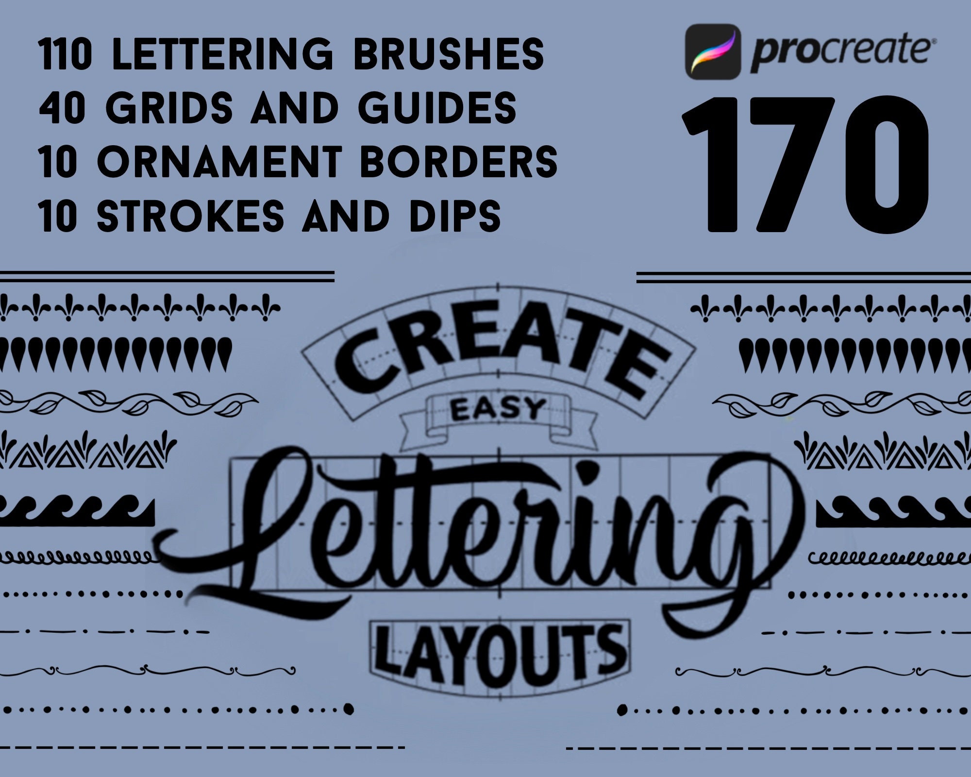 Procreate Brushes BUNDLE, Procreate Grid Builder, Lettering Grids ...