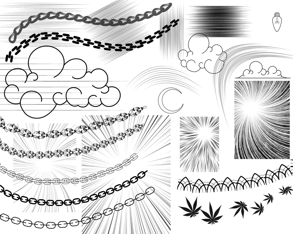 200 Manga Procreate Brushes: Speedline, Lace, Sakura, Halftone (digital ...