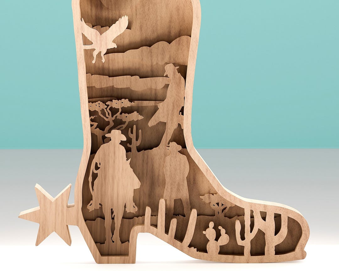 Cowboy Boots SVG, Laser Cut Files Layer Art Piece for Glowforge SVG PDF ...