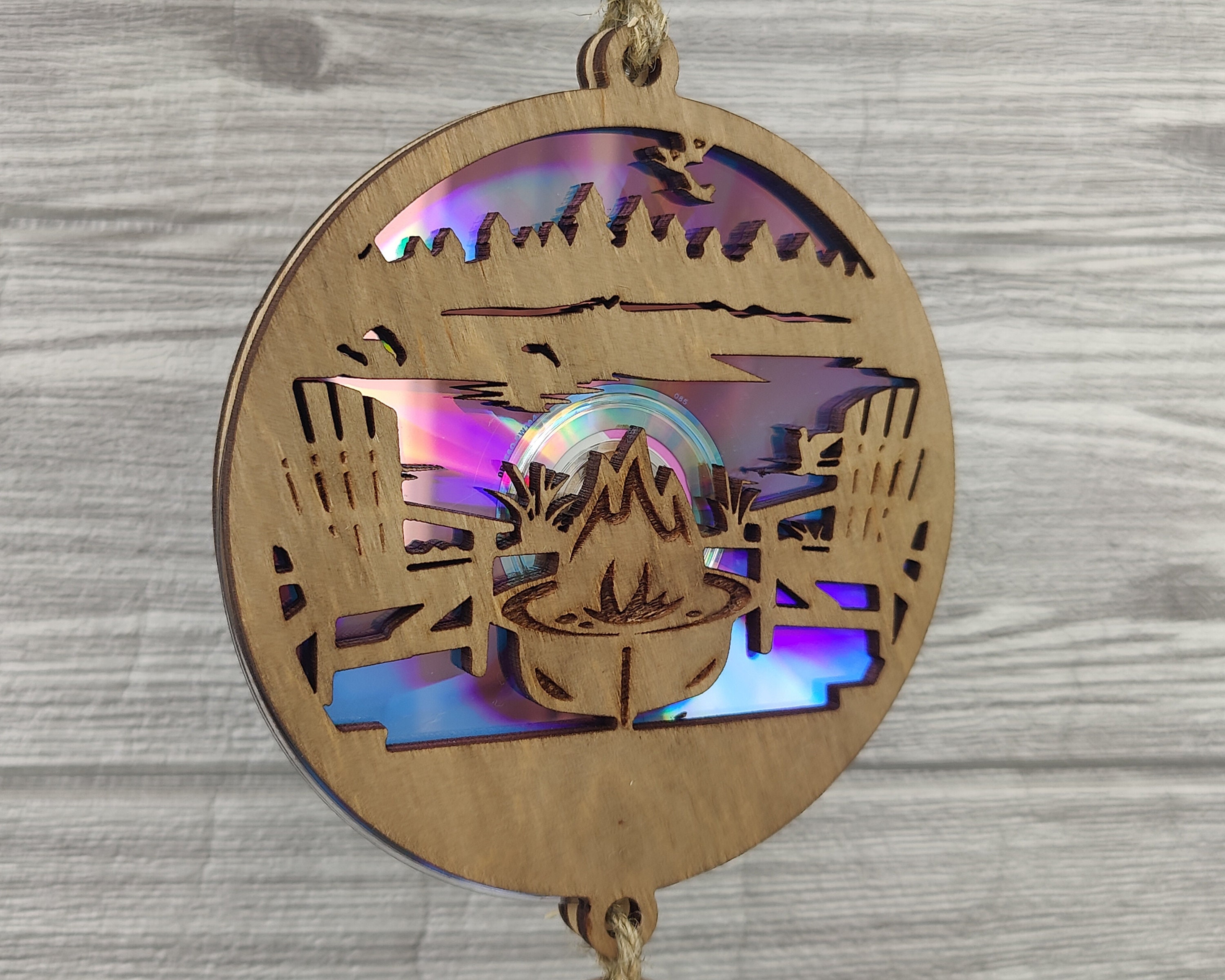 Camping Suncatcher Repurposing Dvds Cds Laser Cut File - Etsy Canada