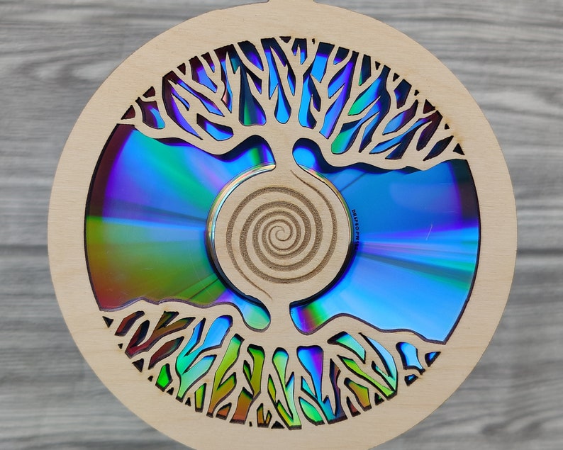 Tree of Life SVG Round Spiral Suncatcher Repurposing Dvds - Etsy
