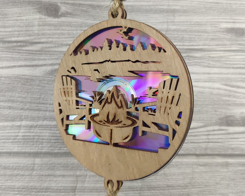 Camping Suncatcher Repurposing Dvds Cds Laser Cut File - Etsy Canada