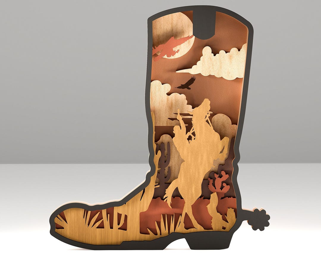 Cowboy Boots SVG, Laser Cut Files Layer Art Piece for Glowforge SVG PDF ...
