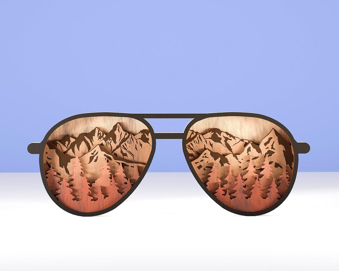 Glasses SVG, Mountain, Laser Cut Files Layer Art Piece for Glowforge SVG PDF 6 Layers - Etsy
