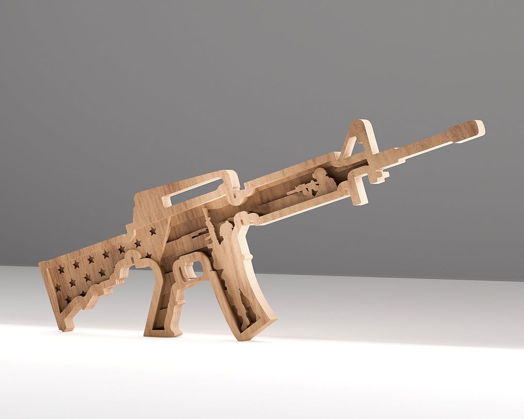 Carabine M4 M16, drapeau américain, fichier découpé au laser, Glowforge ...