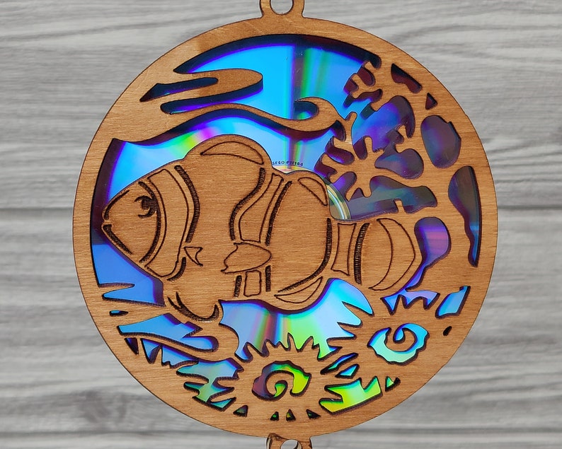 Fish SVG Suncatcher Repurposing Dvds Cds Laser Cut File - Etsy