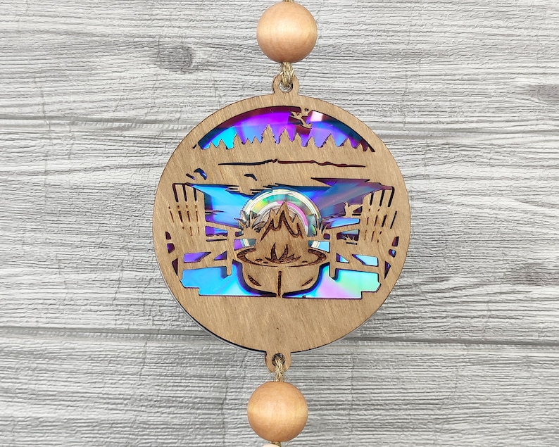 Camping Suncatcher Repurposing Dvds Cds Laser Cut File - Etsy Canada