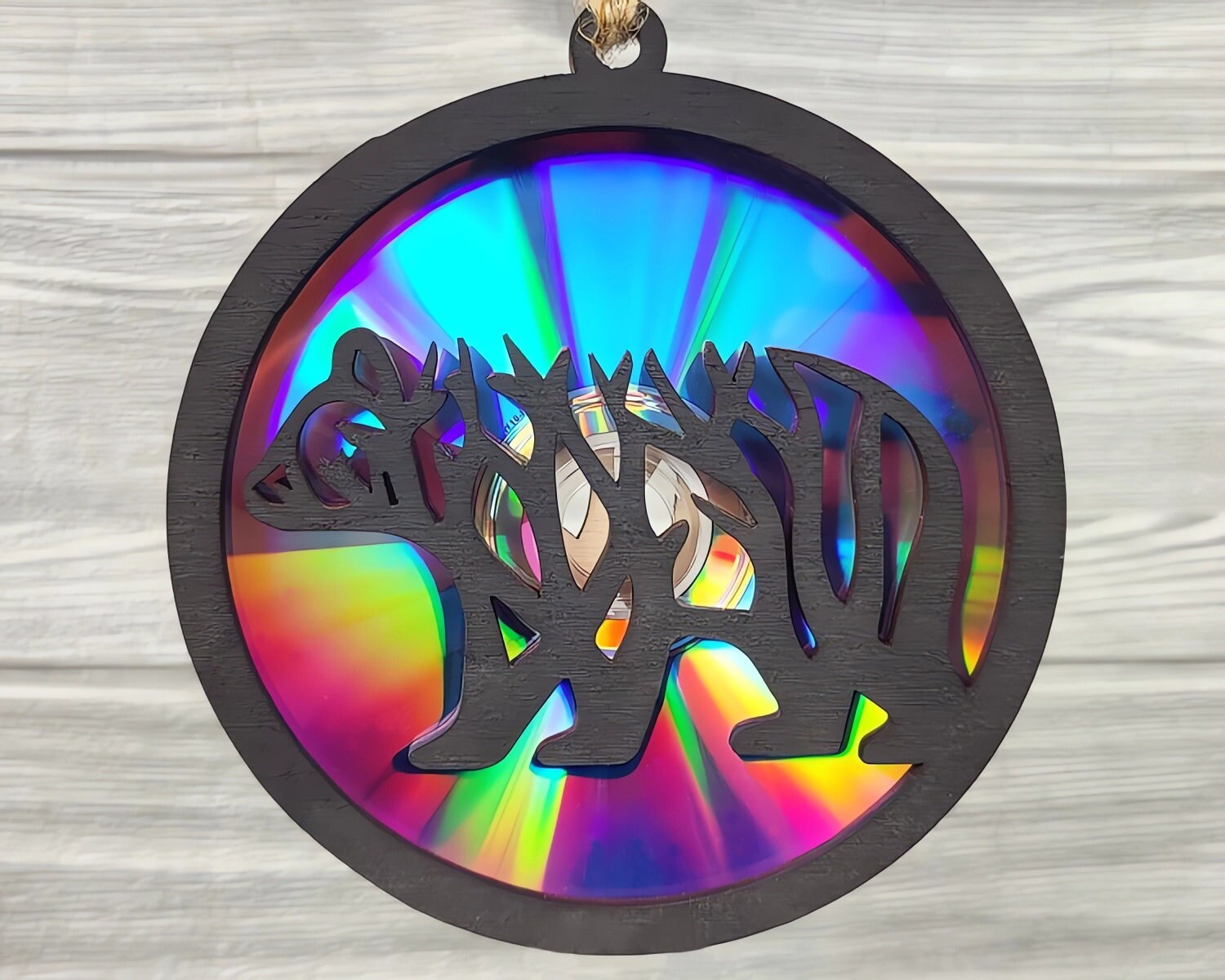 Bear SVG Suncatcher Repurposing Dvds Cds Laser Cut File - Etsy