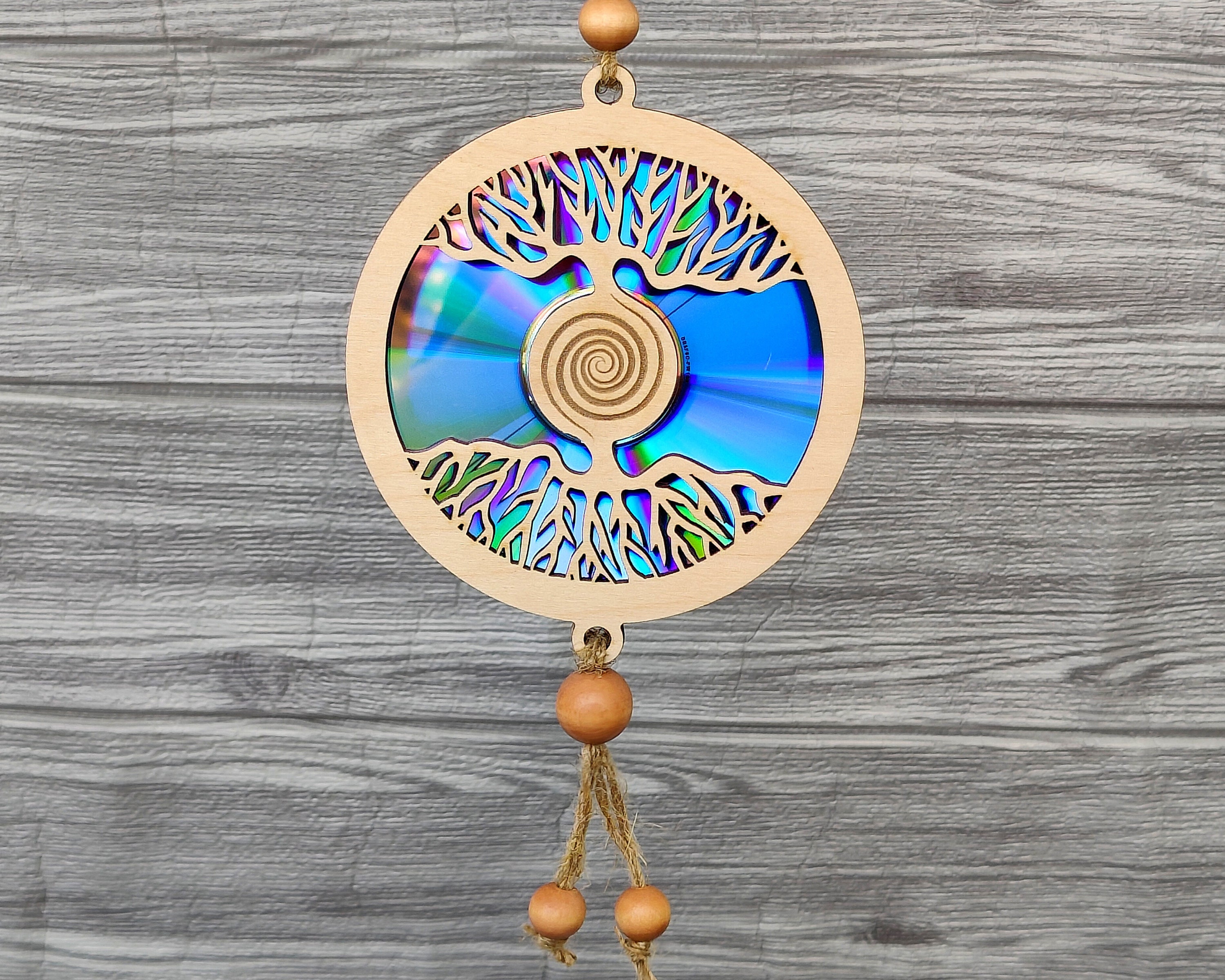 Tree of Life SVG Round Spiral Suncatcher Repurposing Dvds - Etsy