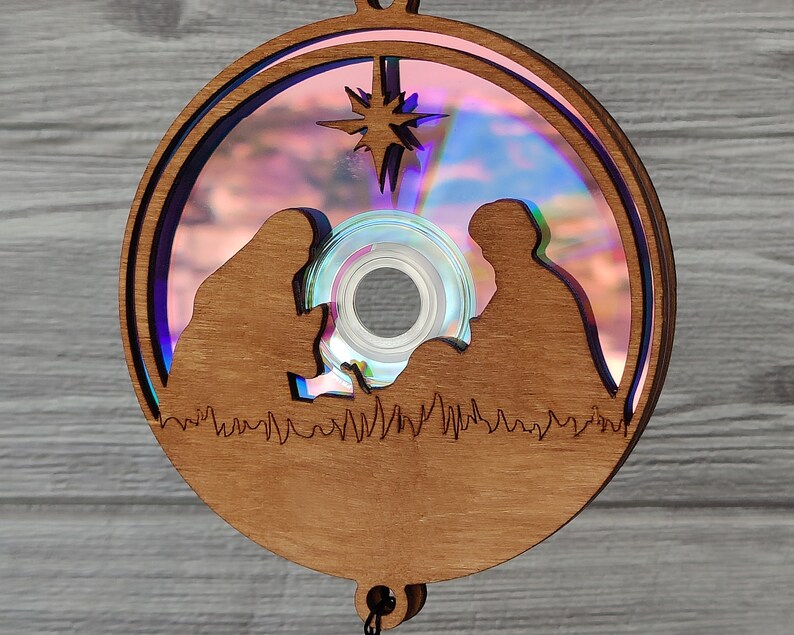 Christmas SVG, Suncatcher, Repurposing Dvd, Laser Cut File, Glowforge ...