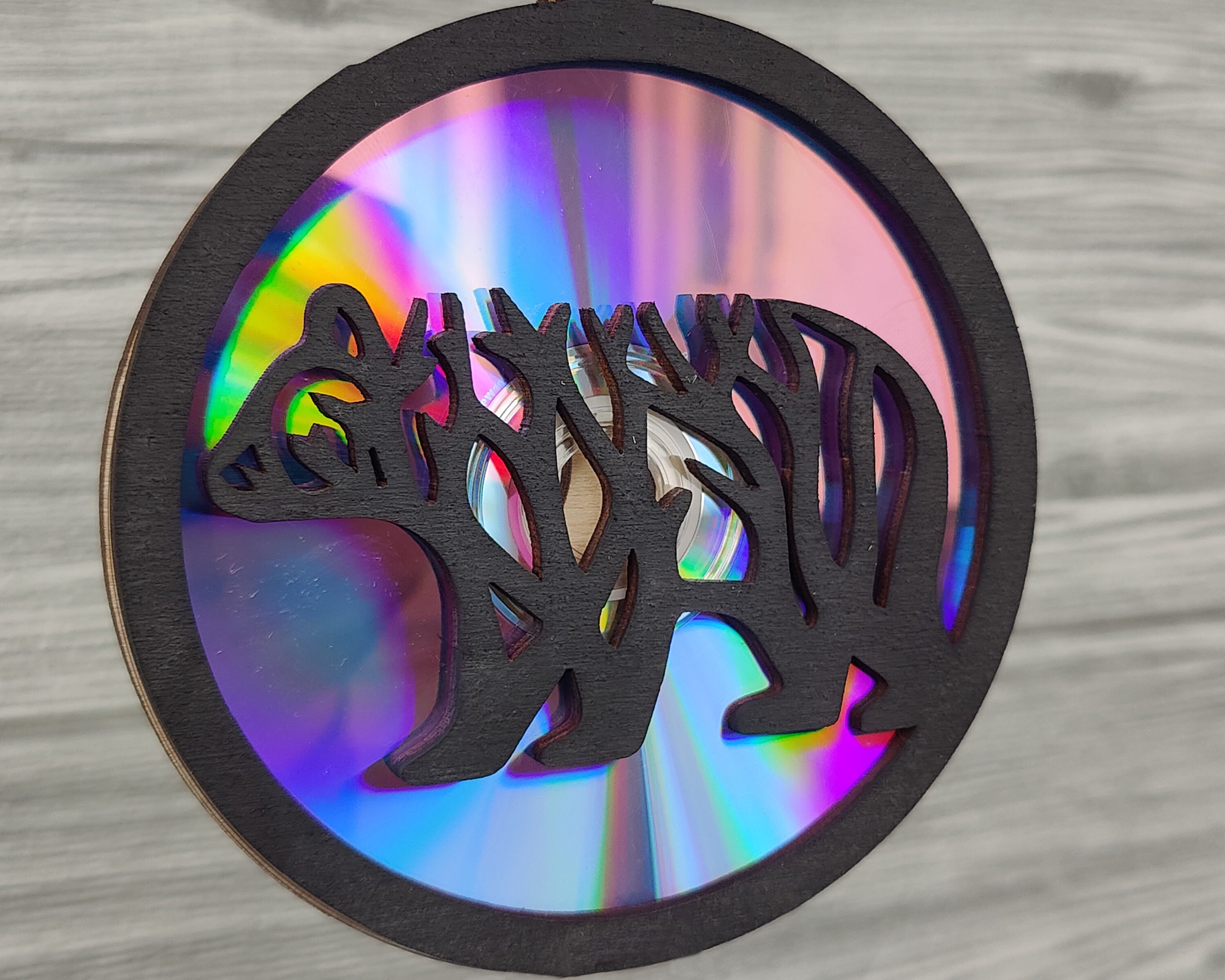 Bear SVG Suncatcher Repurposing Dvds Cds Laser Cut File - Etsy