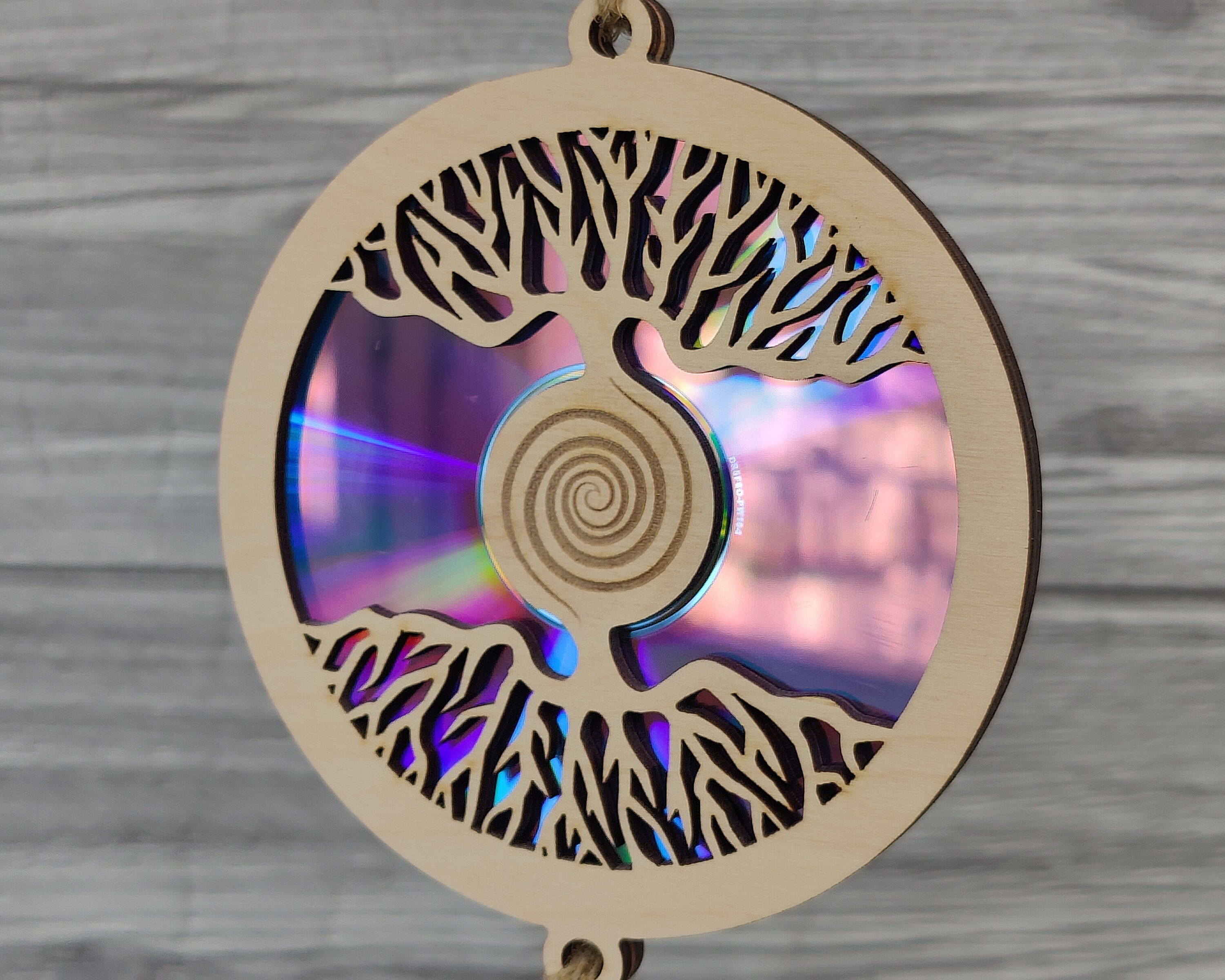Tree of Life SVG Round Spiral Suncatcher Repurposing Dvds - Etsy