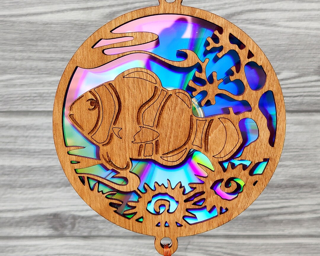 Fish SVG, Suncatcher, Repurposing Dvds, Cds, Laser Cut File, Glowforge ...