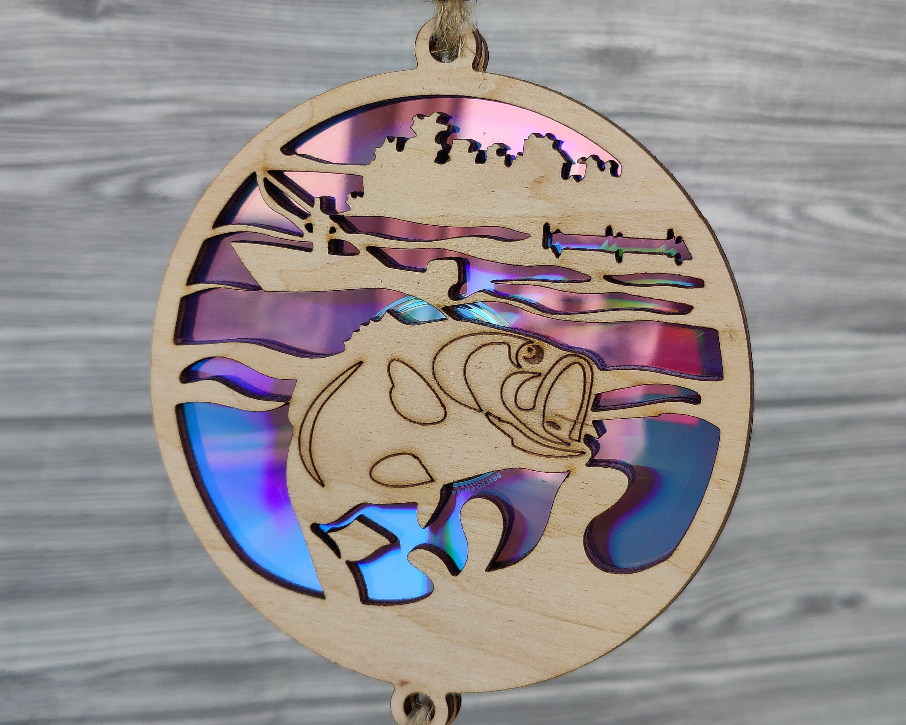 Fishing SVG Suncatcher Repurposing Dvds Cds Laser Cut - Etsy