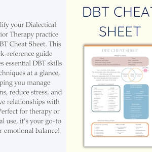 DBT Cheat Sheet Dialectical Behavior Therapy Guide Quick Reference for ...