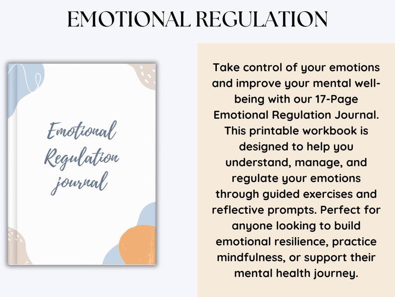 Emotional Regulation Journal - 17-page Printable Self-care Workbook and ...