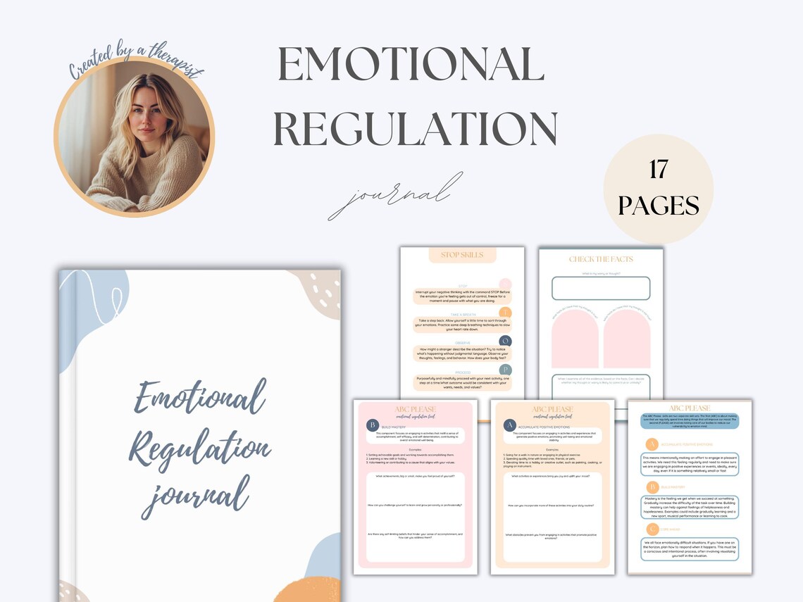 Emotional Regulation Journal - 17-page Printable Self-care Workbook and ...