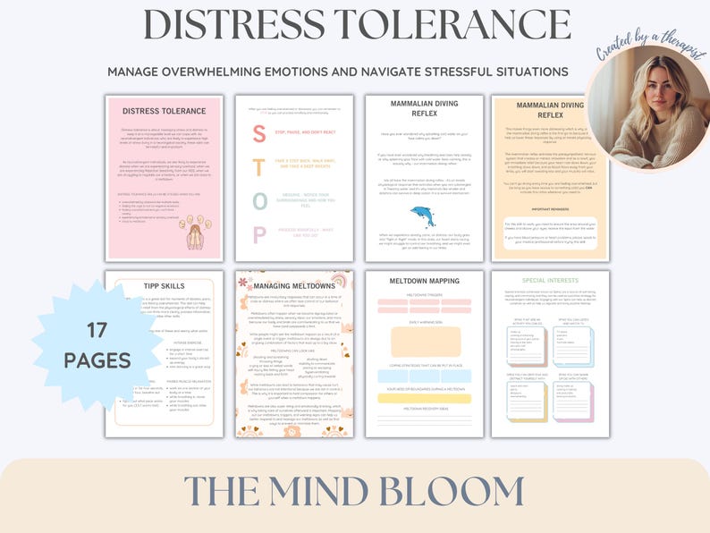 Distress Tolerance DBT Worksheets for Emotional Regulation, Mindfulness ...