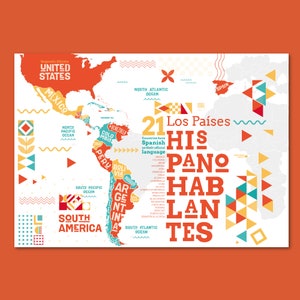 Spanish Speaking Countries Map | Classroom Geography Poster | Español ...