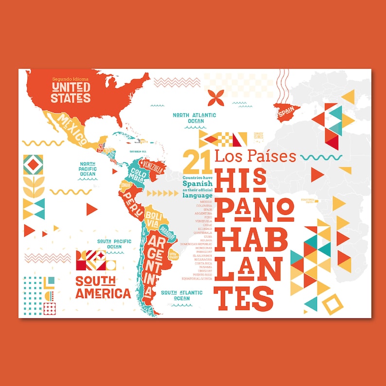 Spanish Speaking Countries Map | Classroom Geography Poster | Español ...