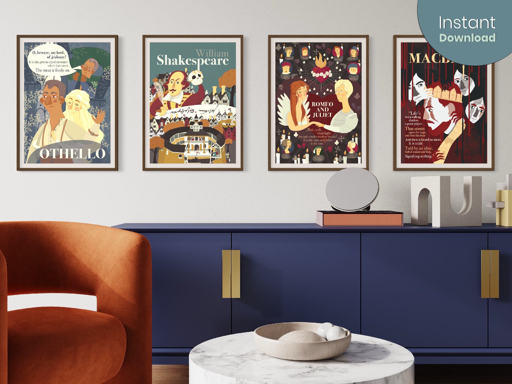 William Shakespeare Printable Posters | English Classic Literature ...