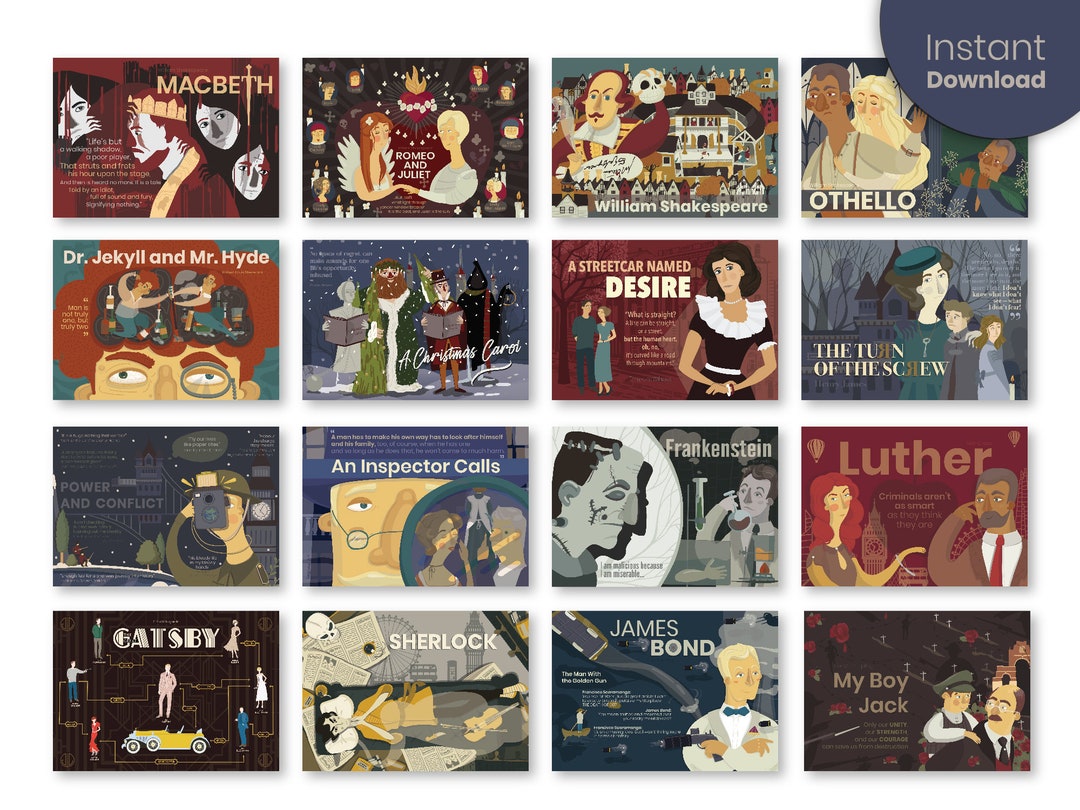 English Literature Classroom Posters: Classic Novel Art Prints (digital ...