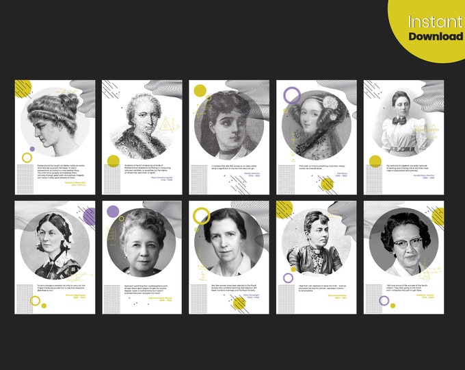 Famous Women Mathematicians Posters (set of 8) Printable, Science ...