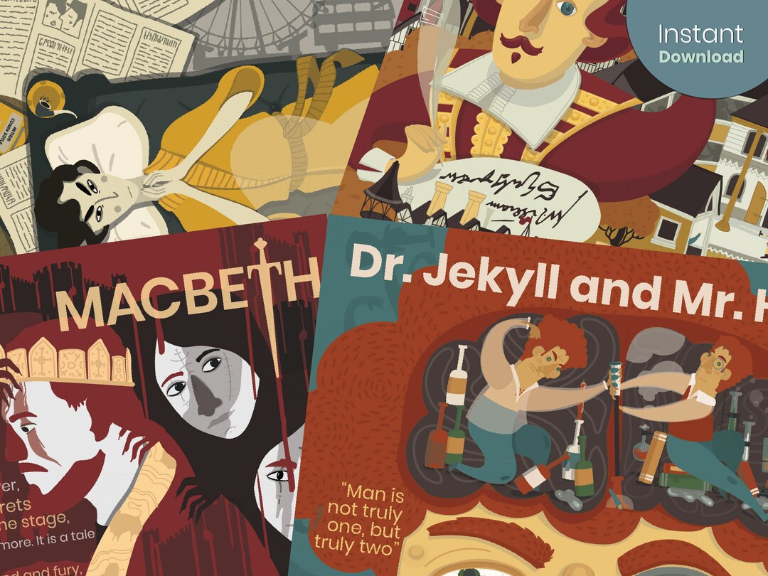 12 English Literature Poster Set: Classic Novel Art (digital Download ...