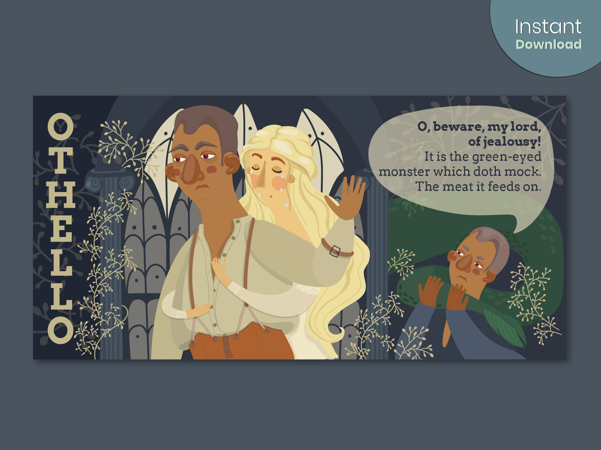 Othello Poster | English Literature Print | Literature Wall Art ...