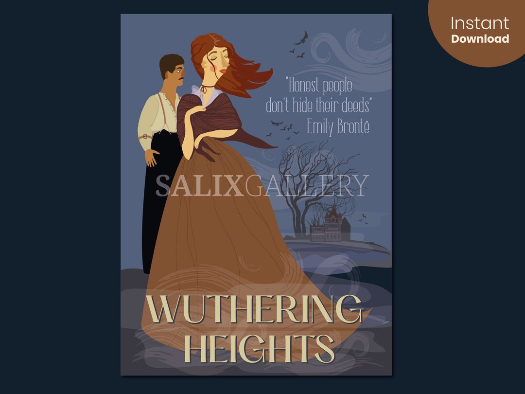Wuthering Heights Print | Emily Bronte Quote | Literary Poster | Book ...