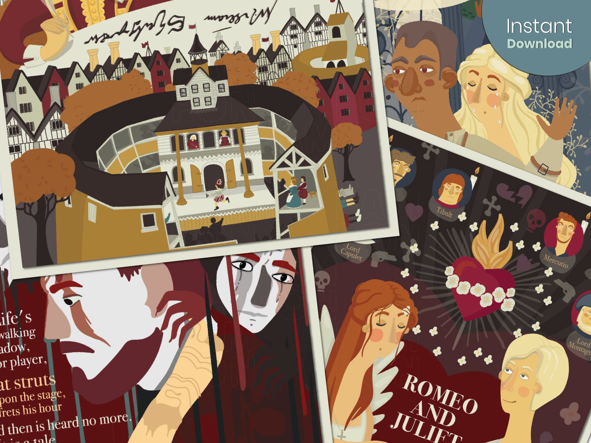 William Shakespeare Printable Posters | English Classic Literature ...