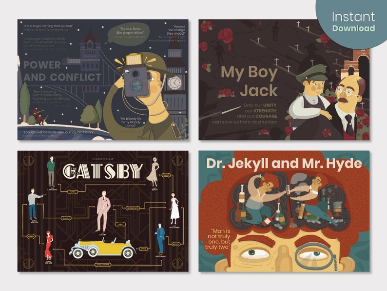 Set of 12 English Literature Art Print English Classroom - Etsy