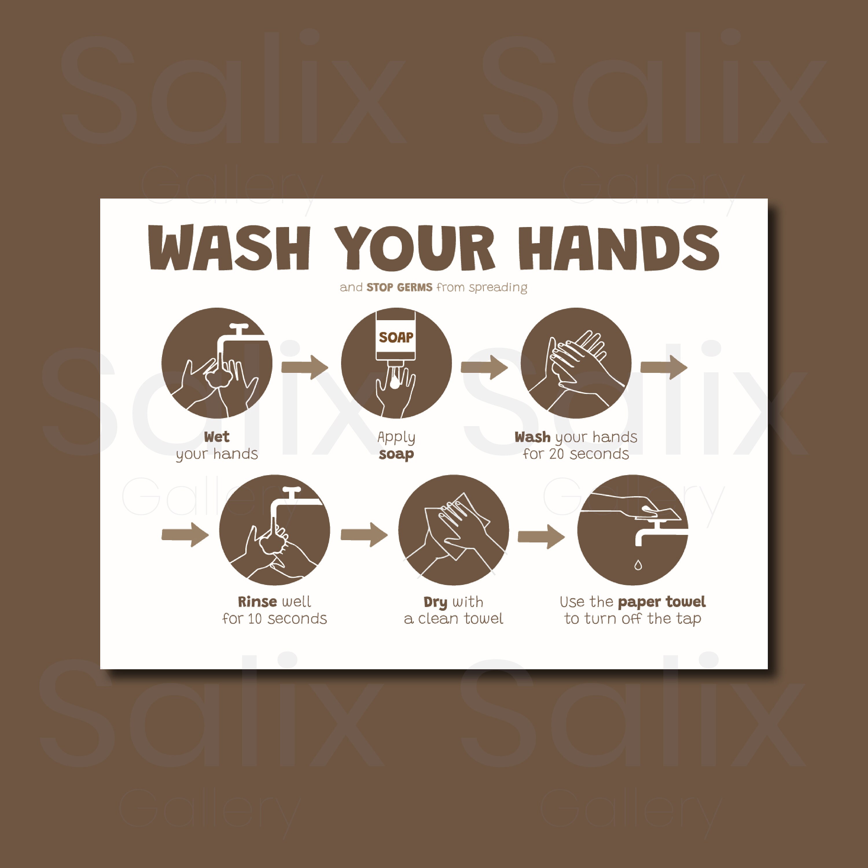 Wash Your Hands Sticker | Kids Reminders | Steps of Washing Hands ...