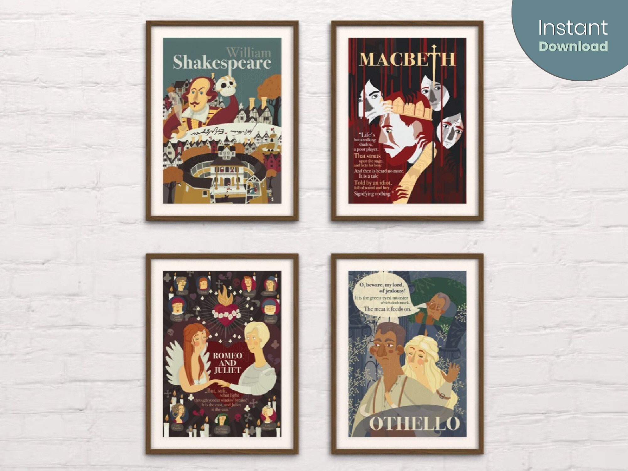 William Shakespeare Printable Posters | English Classic Literature ...