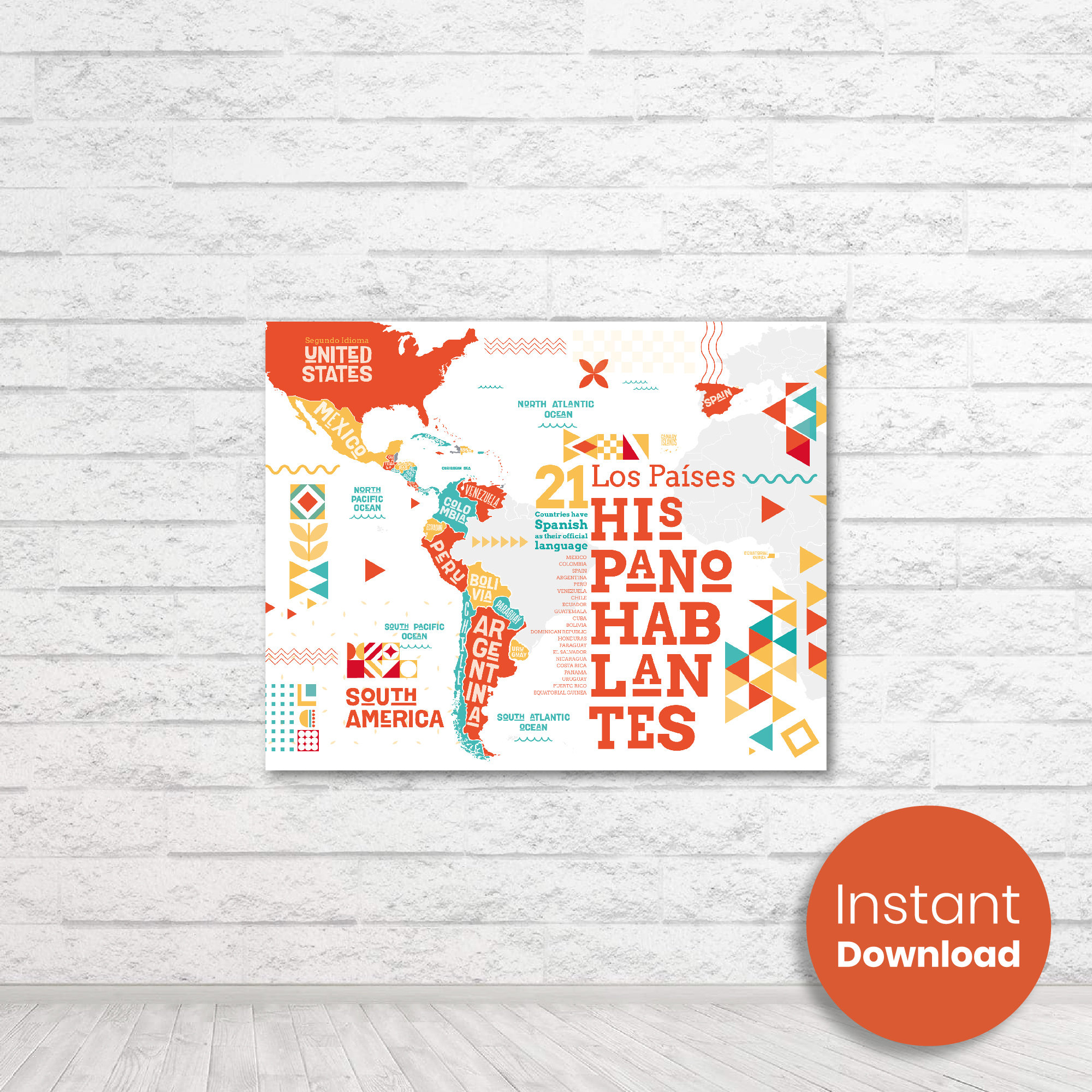 Spanish Speaking Countries Map | Classroom Geography Poster | Español ...
