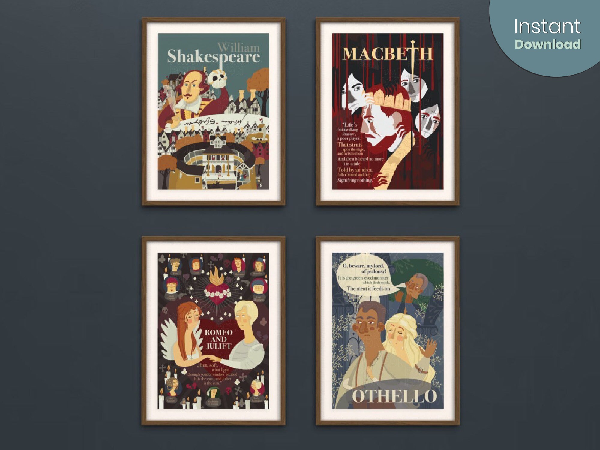 William Shakespeare Printable Posters | English Classic Literature ...
