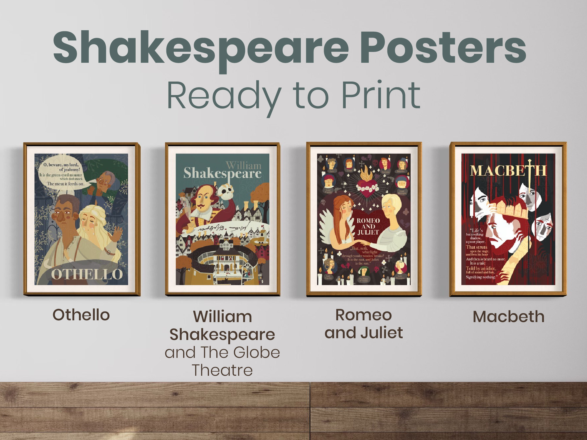 William Shakespeare Printable Posters | English Classic Literature ...