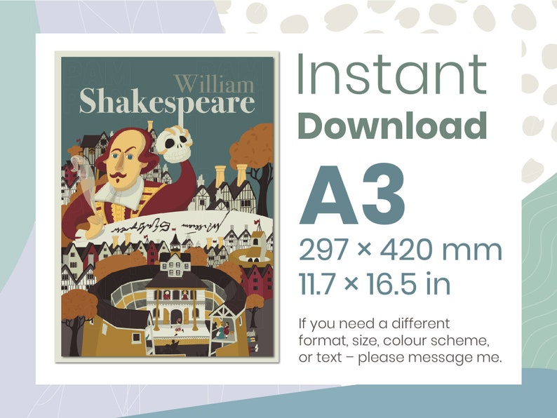 William Shakespeare Printable Posters | English Classic Literature ...