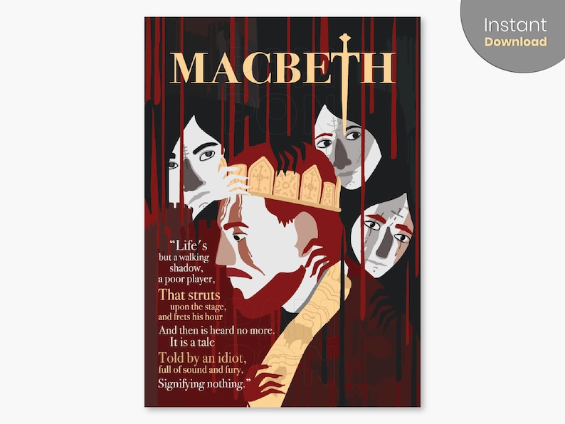Macbeth Print | English Literature Printable Poster | Wall Art ...