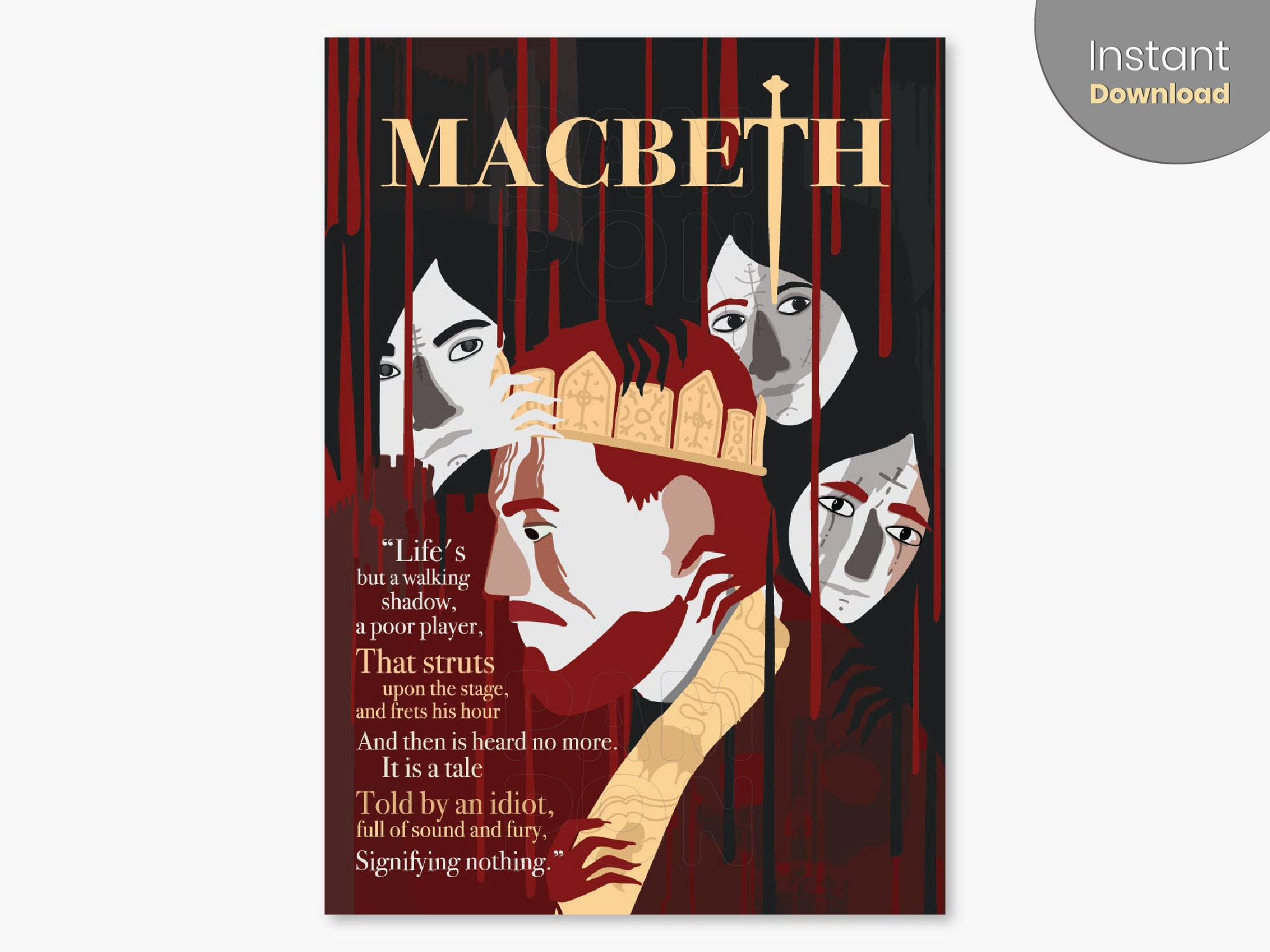 Macbeth Print English Literature Printable Poster Wall Art Classroom ...