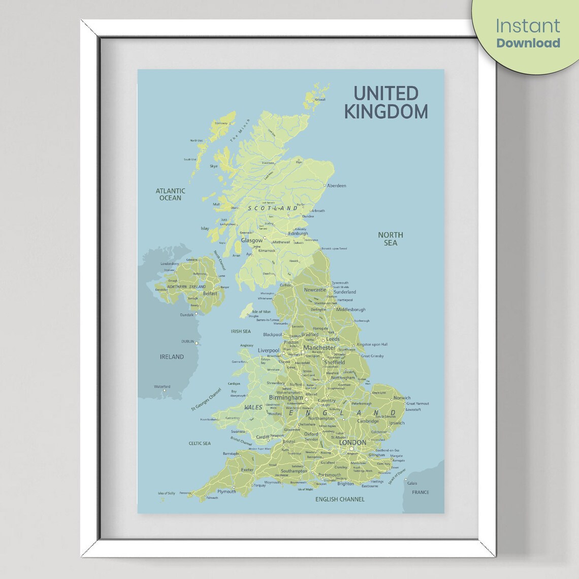 United Kingdom Wall Map | Geography Classroom Decor | Print UK Map ...