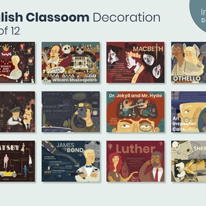 Set of 12 English Literature Art Print | English Classroom Posters ...
