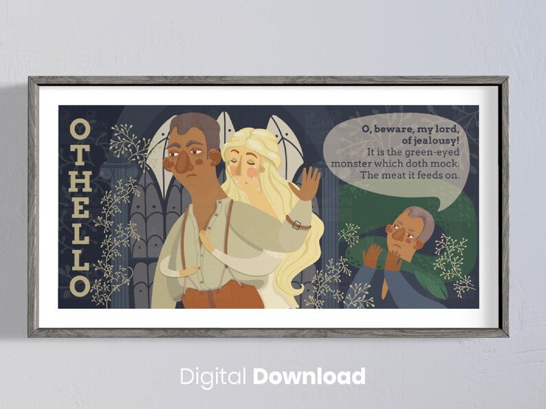 Othello Poster | English Literature Print | Literature Wall Art ...