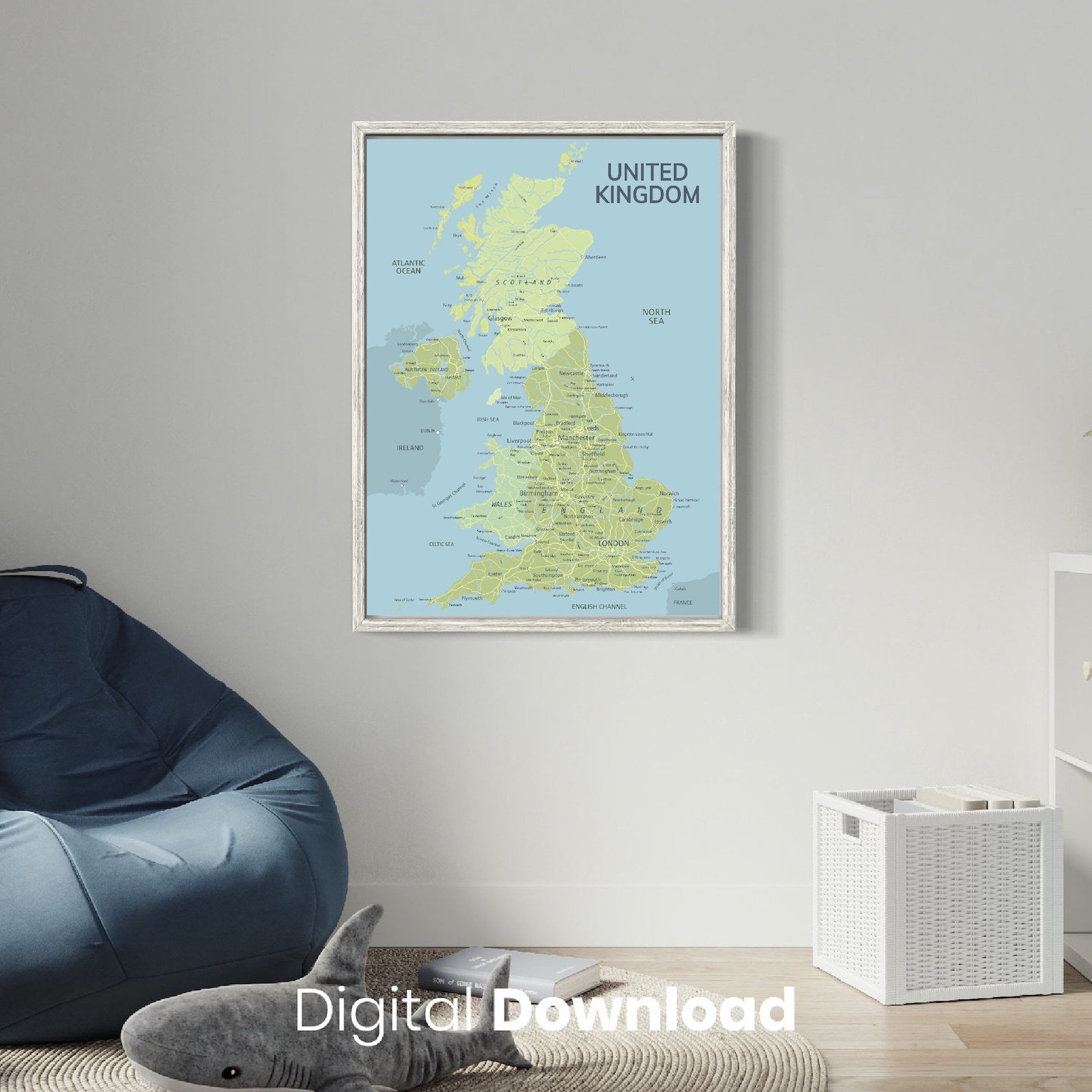 United Kingdom Wall Map | Geography Classroom Decor | Print UK Map ...