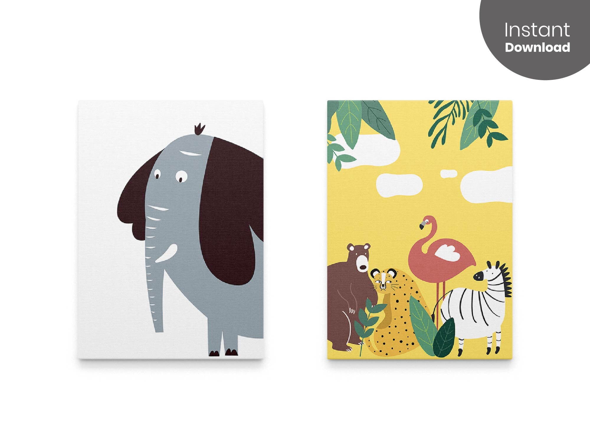 Safari Animal Nursery Prints: Jungle Wall Art Set (digital Download) - Etsy