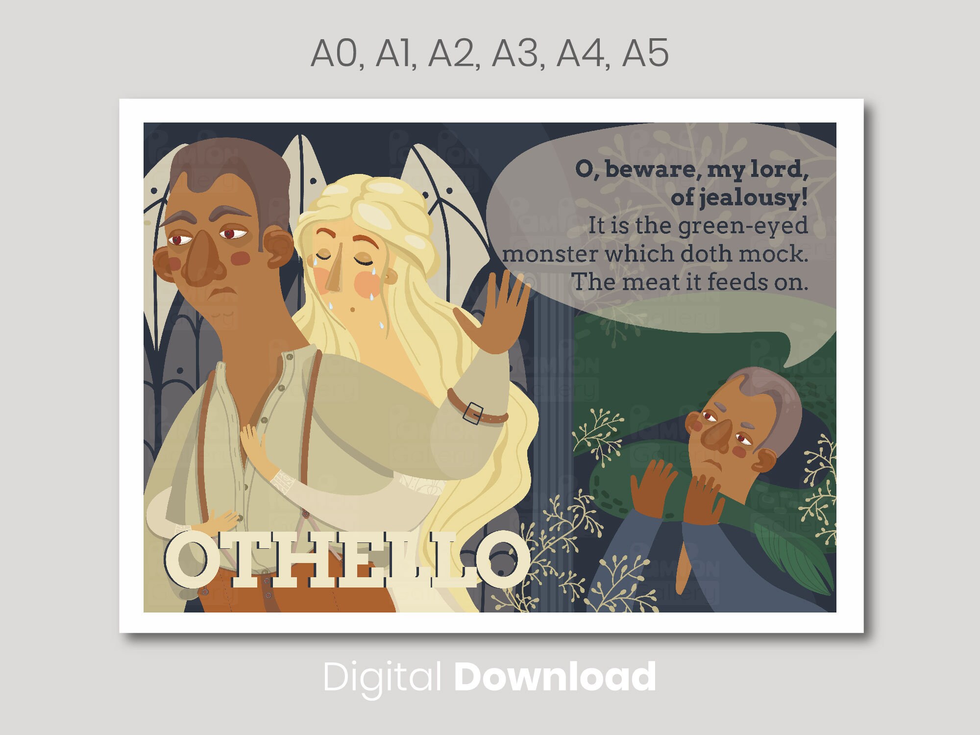 Othello Poster | English Literature Print | Literature Wall Art ...
