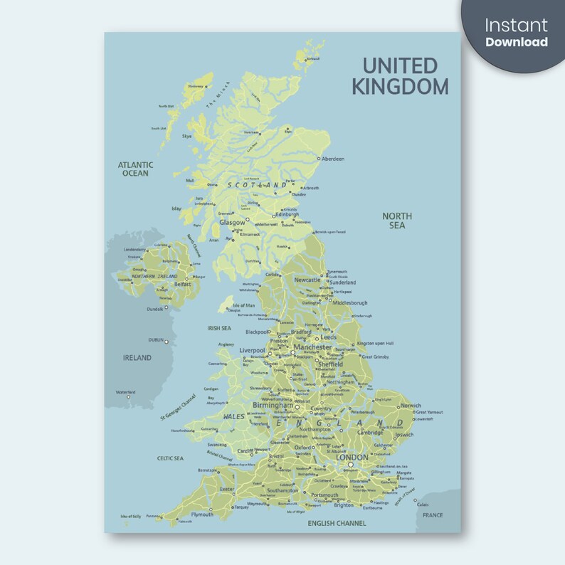 United Kingdom Wall Map | Geography Classroom Decor | Print UK Map ...